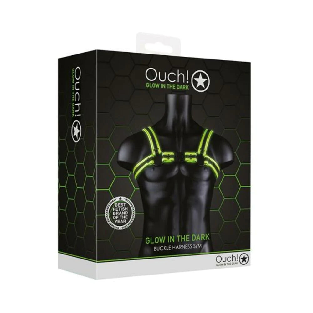 Ouch! Glow Cross Harness - Glow In The Dark - Green | CutebutKinky.com